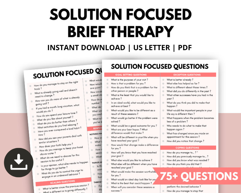 Solution Focused Therapy Questions Cheat Sheet Therapy - Etsy