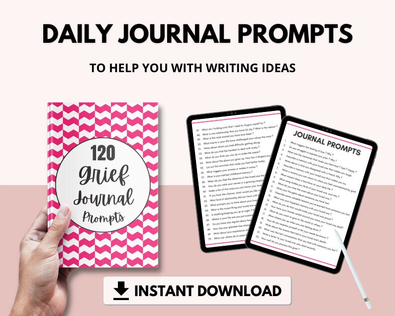 120 Grief Journal Prompts, Self Care Journal, Grief and Loss Journal ...
