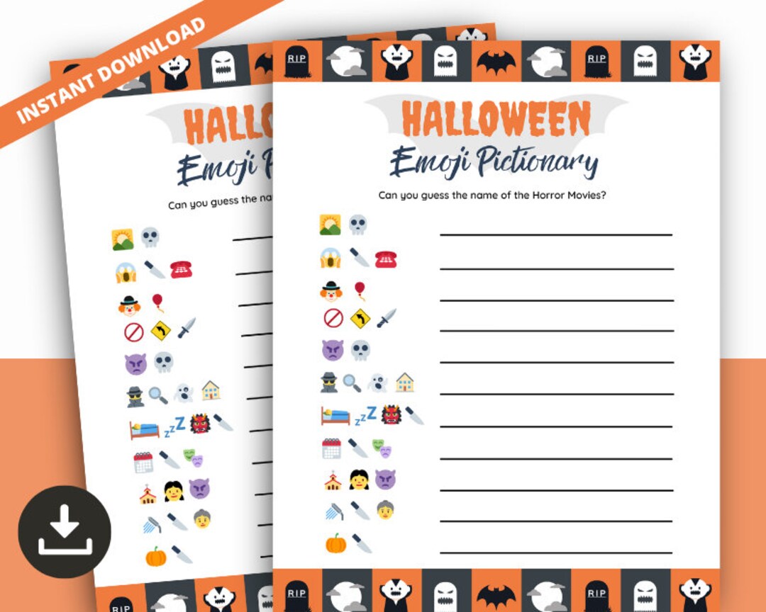 Halloween Emoji Pictionary Game, Scary Emoji Quiz, Halloween Movie ...