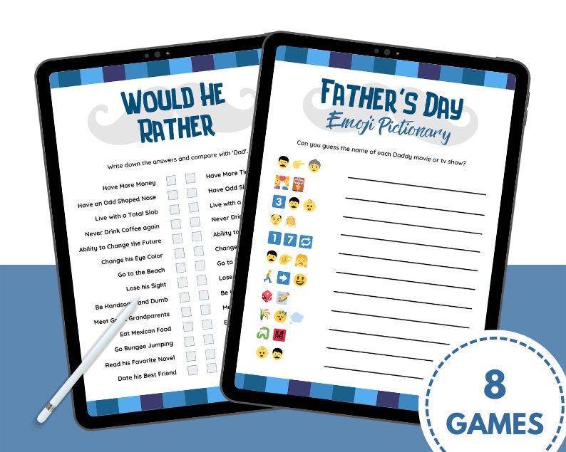 Father’s Day Games Bundle, Daddy Emoji Pictionary, Would Dad Rather ...