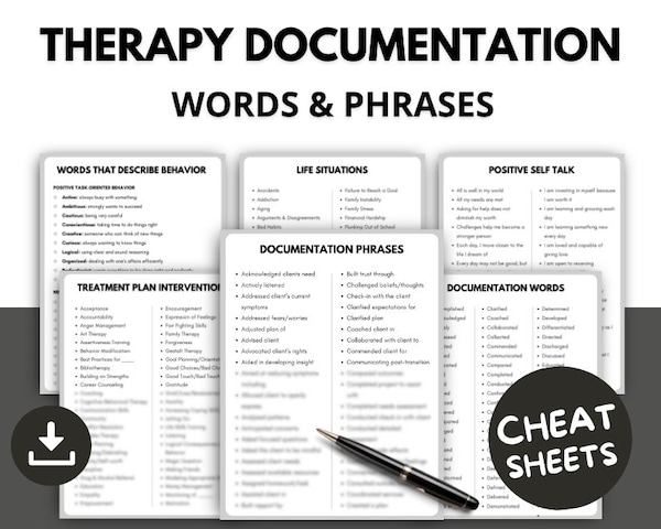 Therapeutic Intervention Words & Phrases, Therapy Abbreviations ...