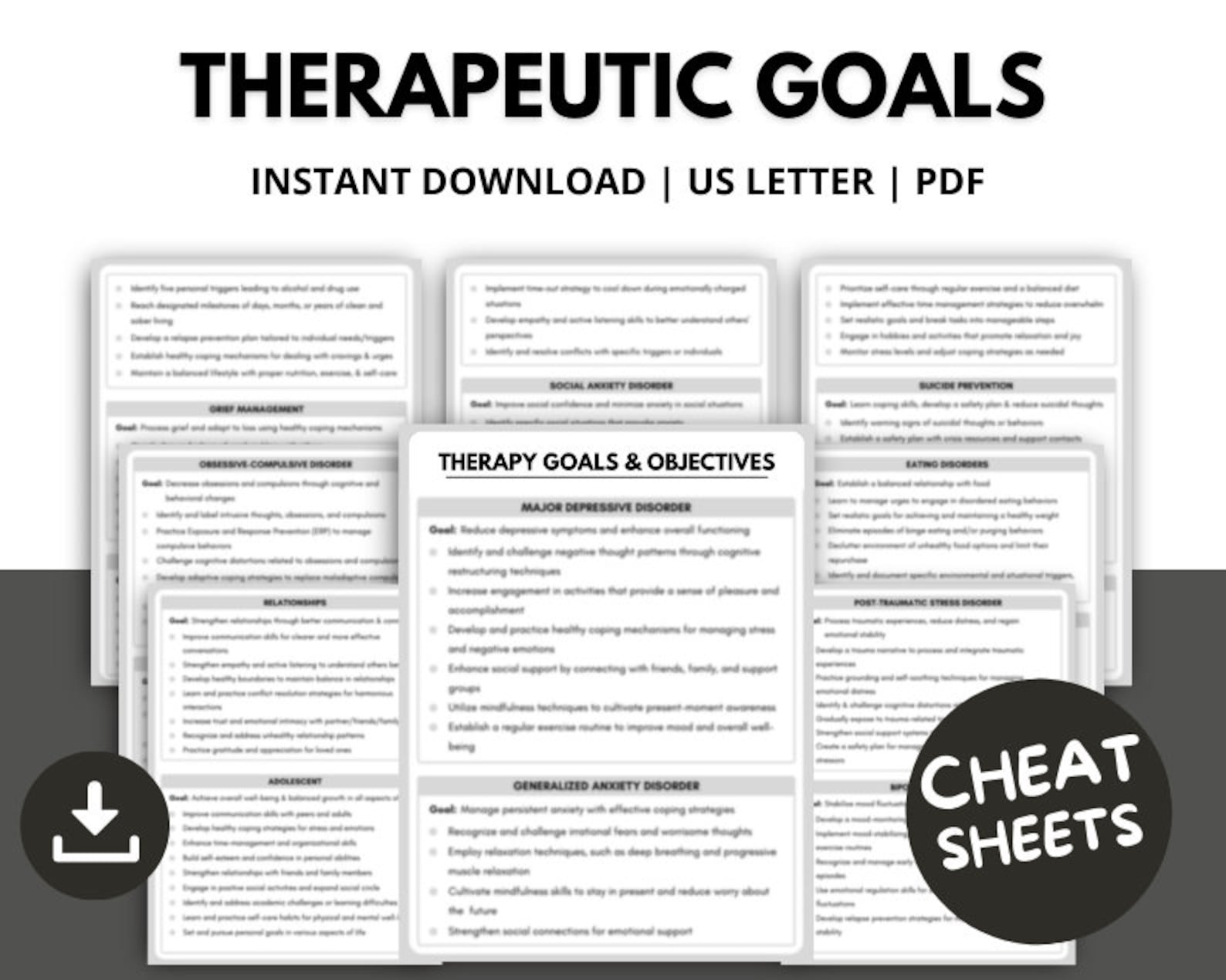Therapy Goals & Objectives, Treatment Interventions, Therapist Tool for ...