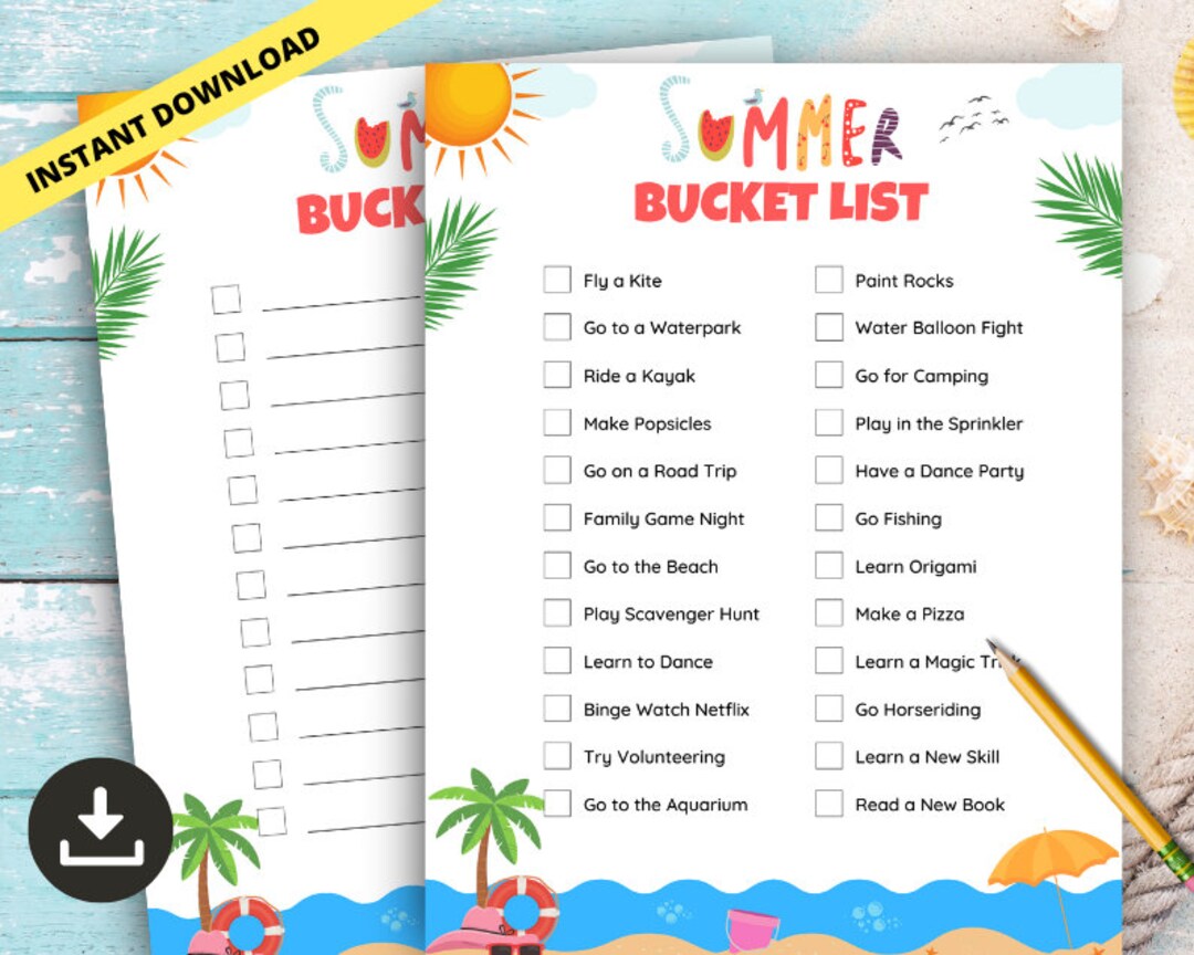 Summer Bucket List, Printable Summer Checklist, Editable Summer Break ...