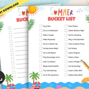 Summer Bucket List, Printable Summer Checklist, Editable Summer Break ...