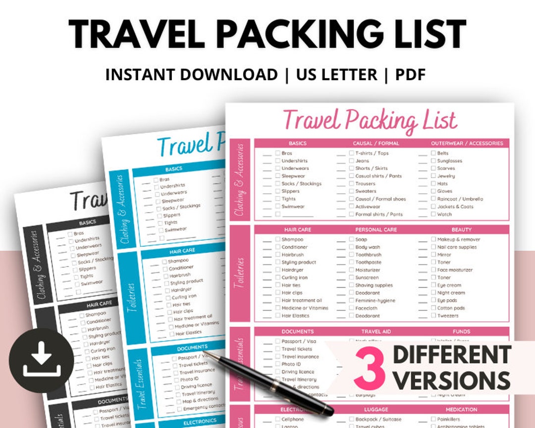 Ultimate Travel Packing List, Vacation Packing Checklist, Travel ...