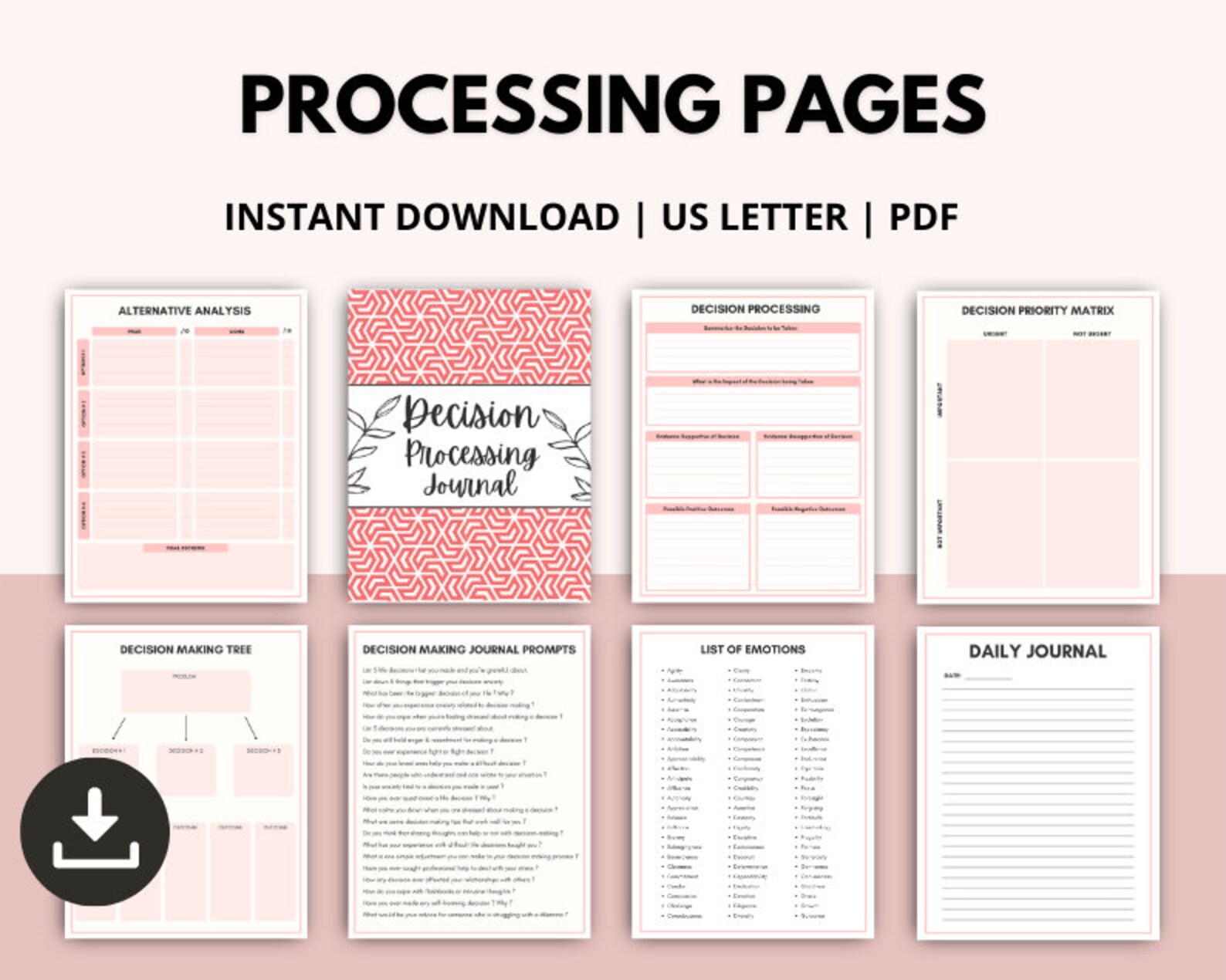 Decision Processing Journal, Thought Processing Journal, Decision ...