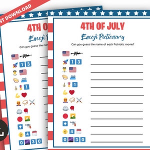Fourth of July Emoji Pictionary Game, 4th of July Trivia Game ...