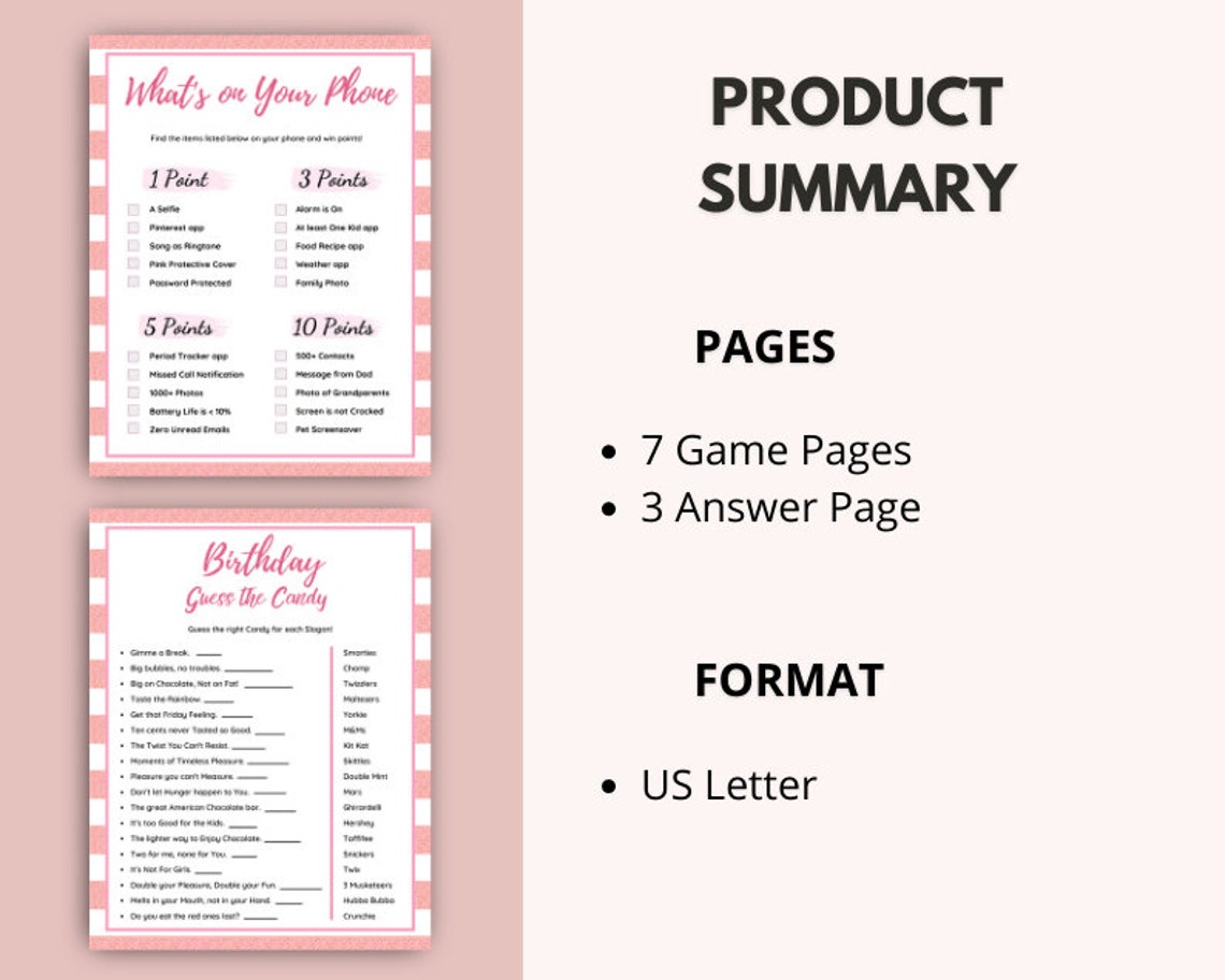 Teen Birthday Party Games Bundle Teenager Slumber Party - Etsy