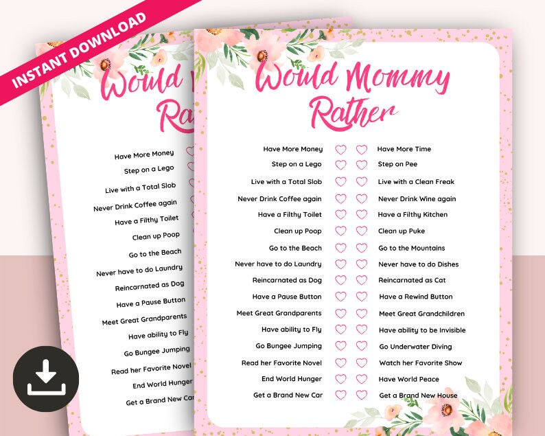 Would She Rather Game, How Well You Know Mom Quiz, Would Mommy Rather ...