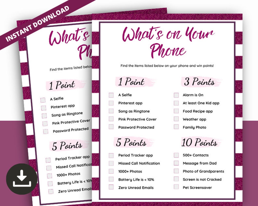What's on Your Phone Game, Adult Birthday Party (digital Download) - Etsy