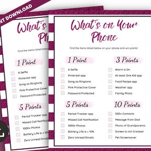 What’s on Her Phone Game, Adult Birthday Party Game, How Well You Know ...