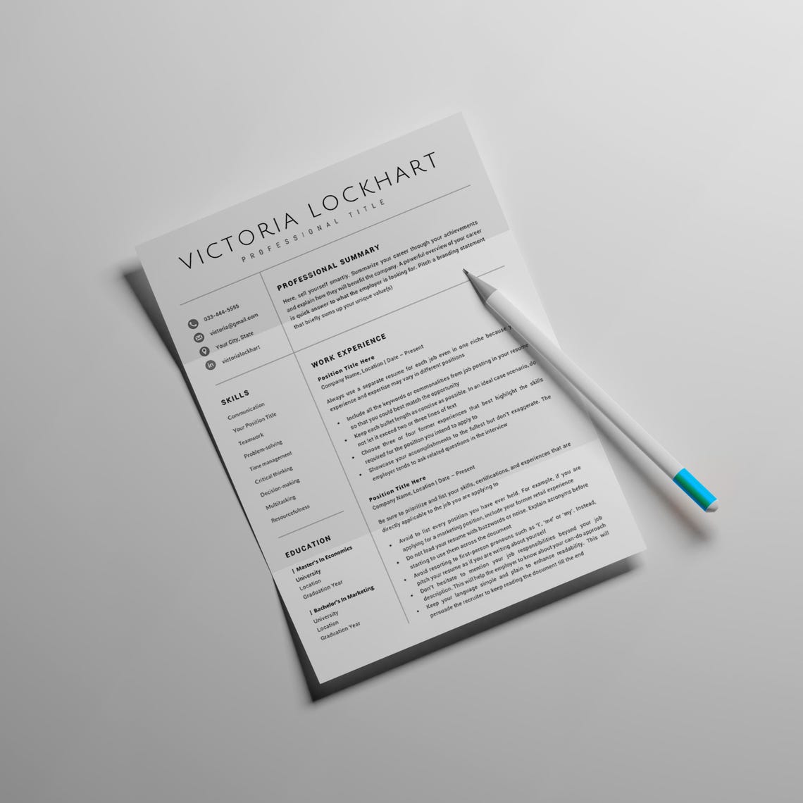 Professional Resume Template, Word, 1-3 Page Resume Template, Cover ...