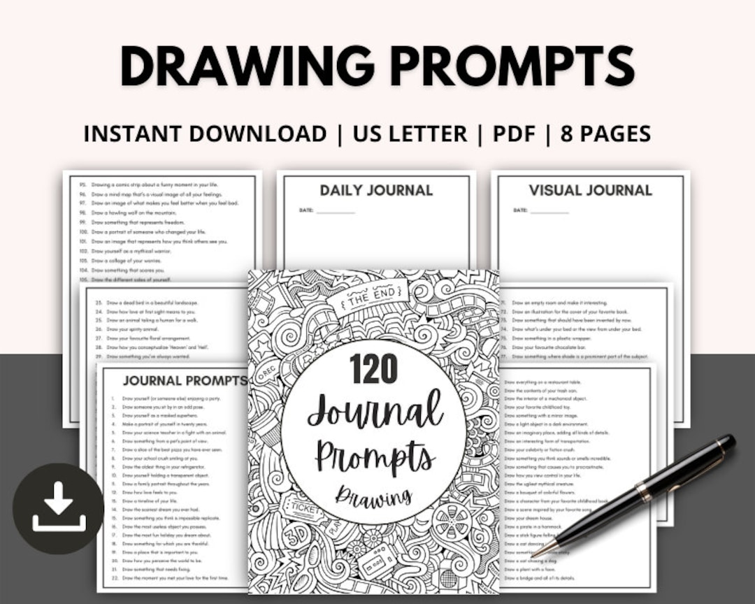 120 Drawing Journal Prompts, Visual Journal Prompts, Artwork Prompts ...