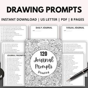 120 Drawing Journal Prompts, Visual Journal Prompts, Artwork Prompts ...