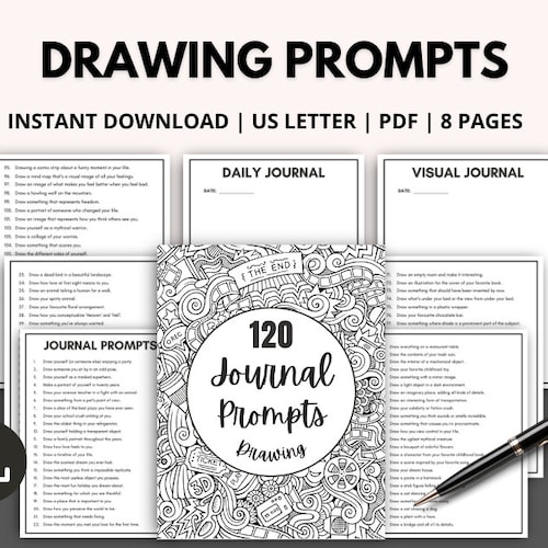120 Drawing Journal Prompts Visual Journal Prompts Artwork - Etsy