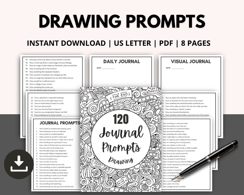 120 Drawing Journal Prompts, Visual Journal Prompts, Artwork Prompts ...