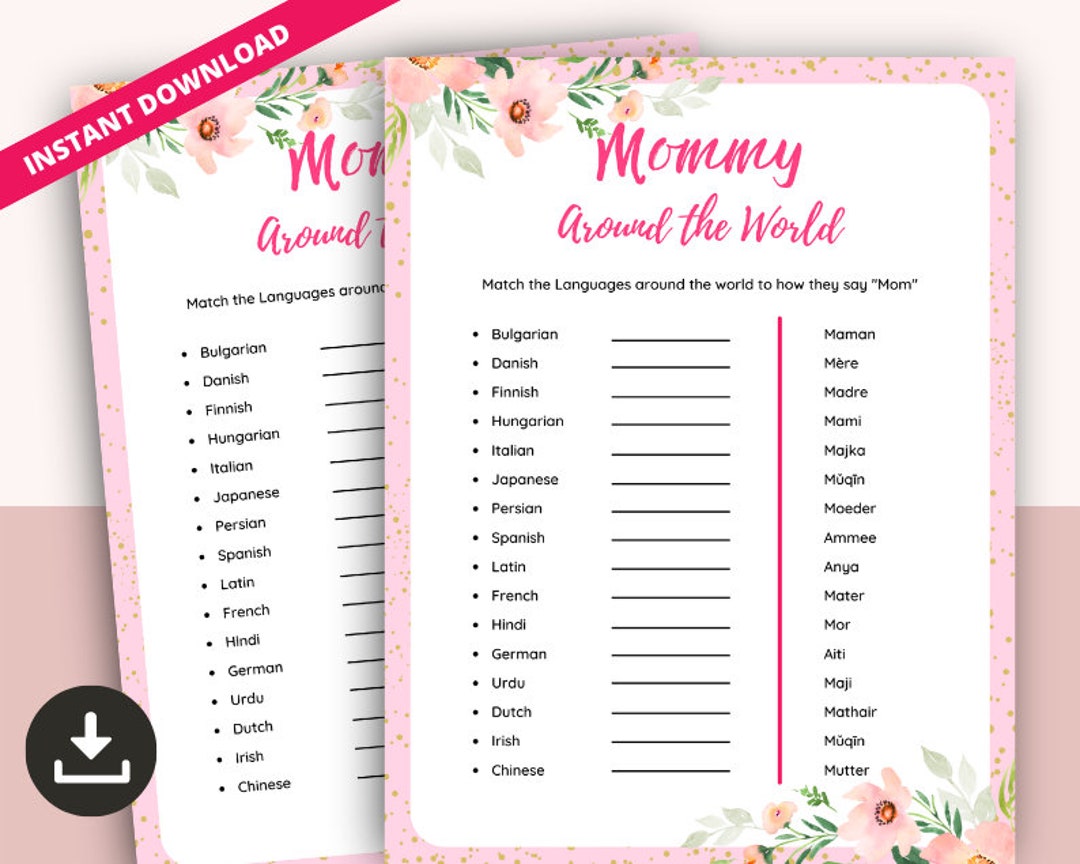 Mommy Around the World Game, Guess the Mom Quiz, Printable Around the ...