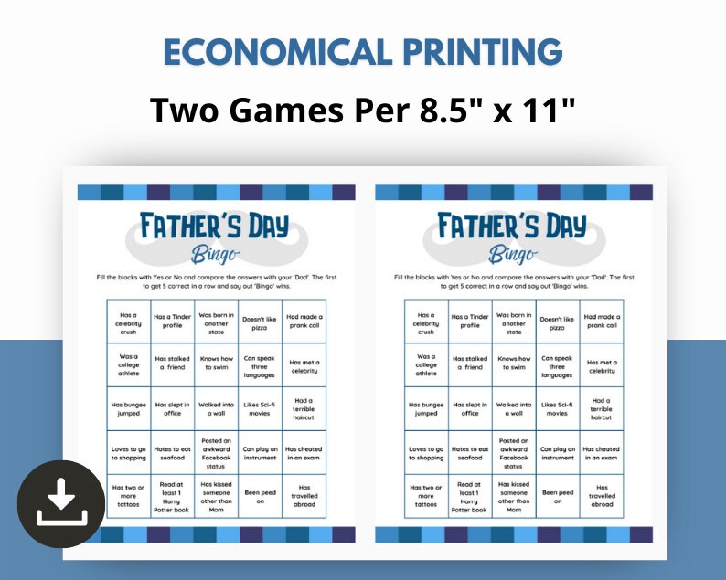Father’s Day Bingo Party Game, Printable Daddy Bingo Game, Family Game ...