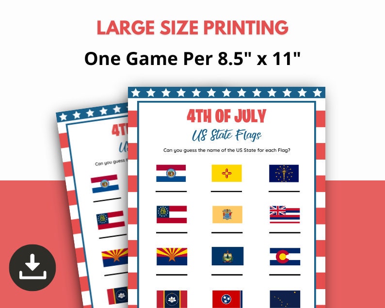 Fourth of July Guess the US State Flag Game, 4th of July Party ...