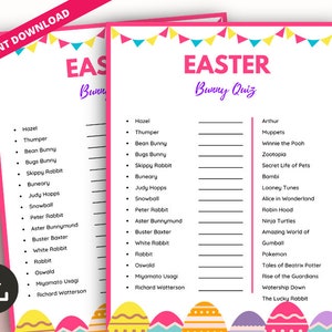 Easter Bunny Quiz Game, Printable Guess the Bunny Quiz, Fun Easter ...