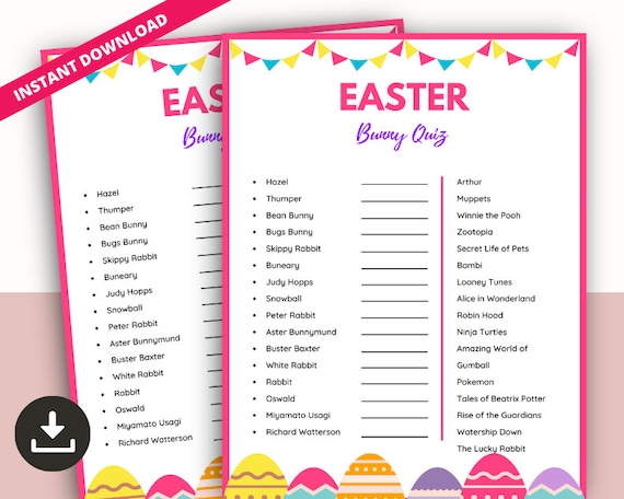 Easter Bunny Quiz Game Printable Guess the Bunny Quiz Fun | Etsy