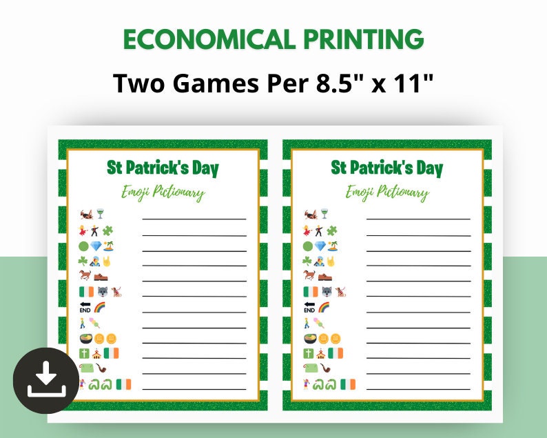 St Patrick Day Emoji Pictionary Game, St Paddy’s Emoji Quiz, Irish ...
