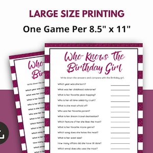 Who Knows Birthday Girl Best, Adult Birthday Party Game, How Well Do ...