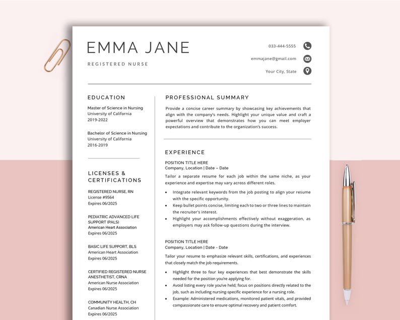 Executive Resume Template, Professional Resume, Modern Resume Word, CV ...