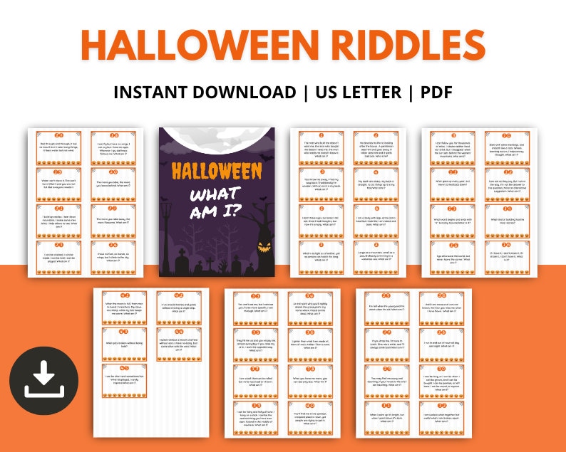 Halloween Riddles Game, Halloween What Am I Riddles, Printable ...
