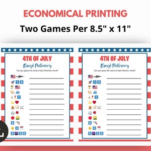 Fourth of July Emoji Pictionary Game, 4th of July Trivia Game ...
