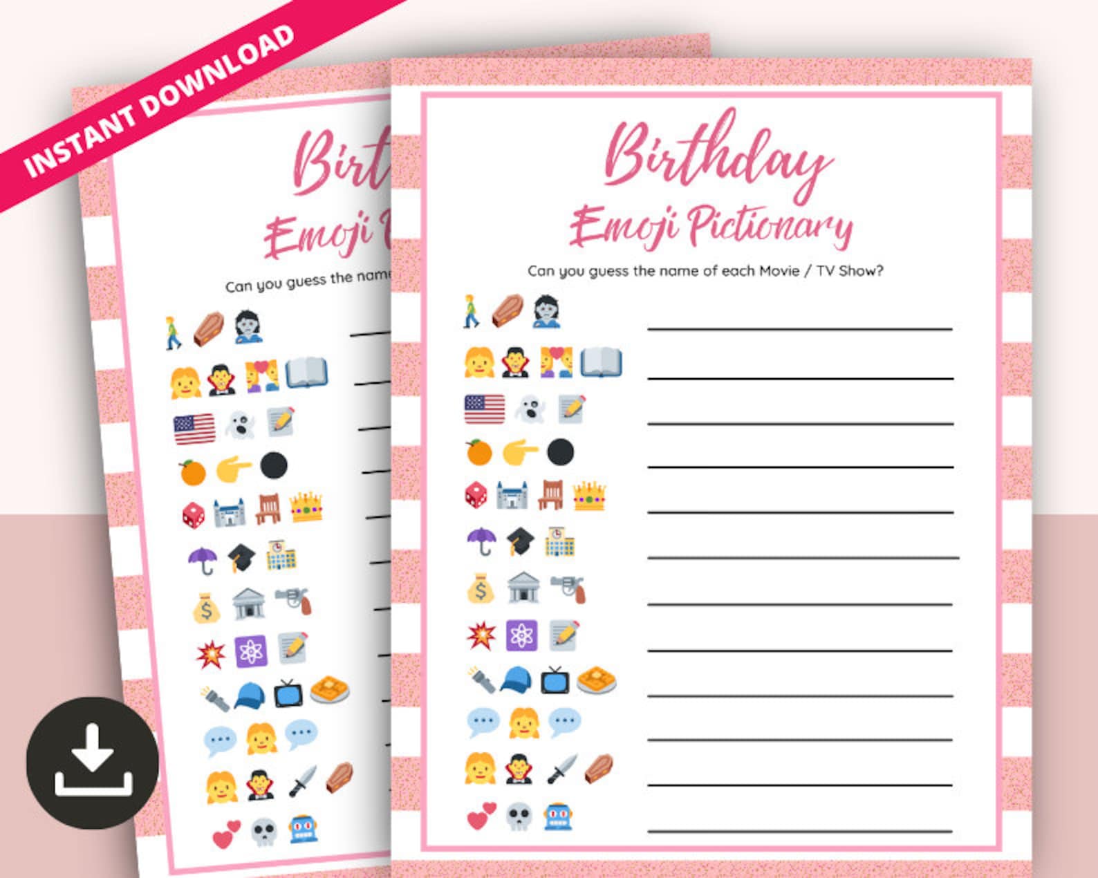Teen Birthday Emoji Pictionary Game, Printable Teenager Emoji Quiz Game ...
