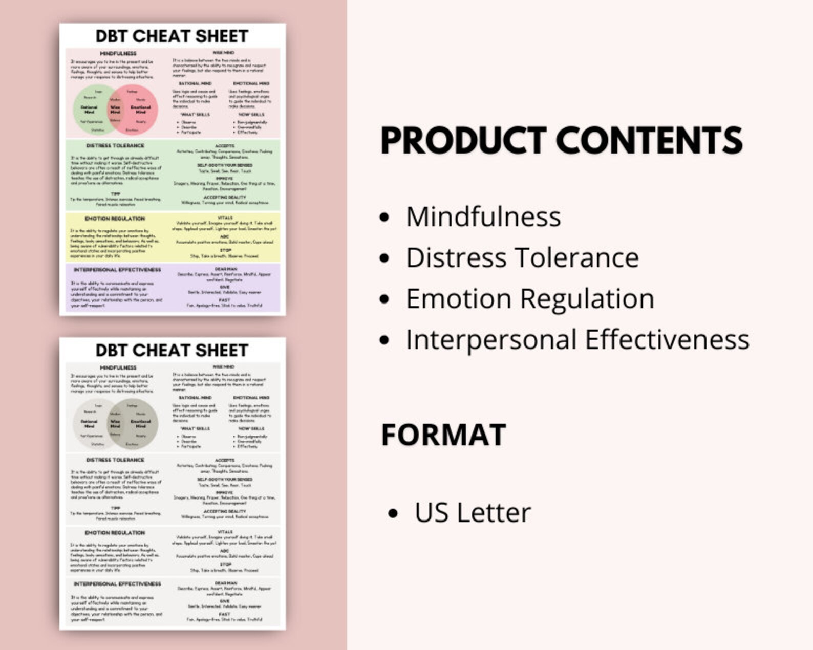 Dbt Cheat Sheet DBT Coping Skills Card DBT Mental Health - Etsy Canada