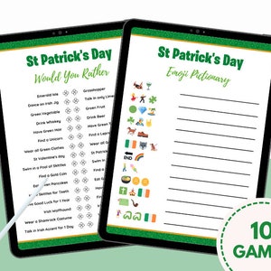 St Patrick Day Party Games Bundle, Emoji Pictionary, Irish Riddles, St ...