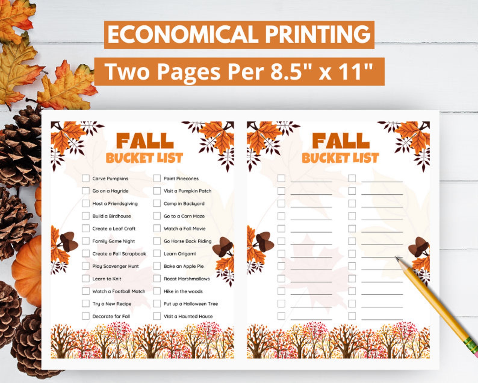 Fall Bucket List Game, Printable Autumn Checklist, Editable Fall Bucket ...