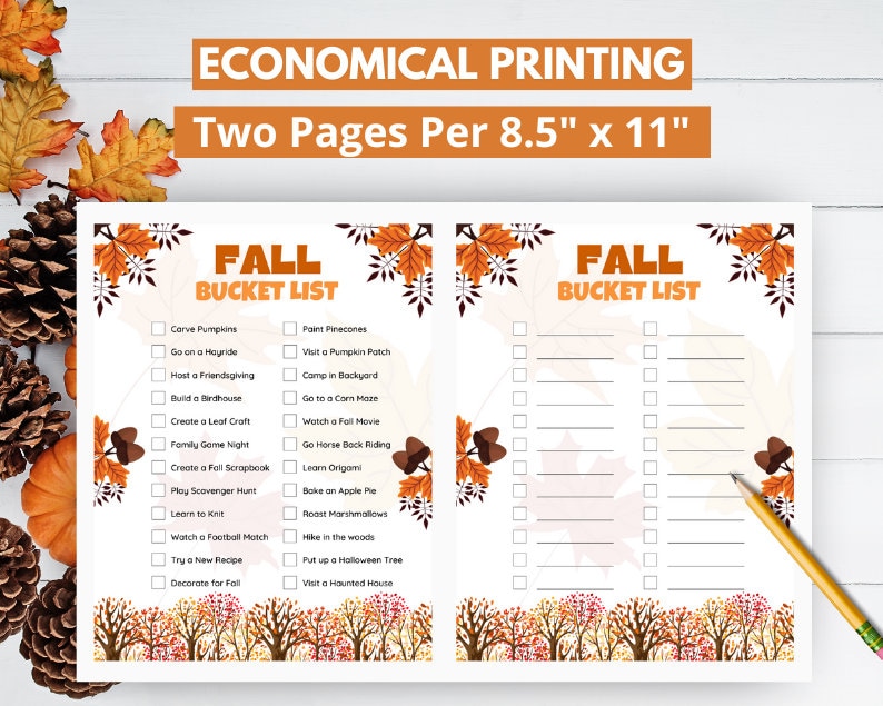 Fall Bucket List Game, Printable Autumn Checklist, Editable Fall Bucket ...