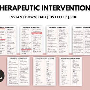 Therapeutic Interventions, Therapy Intervention List, Therapist Cheat ...