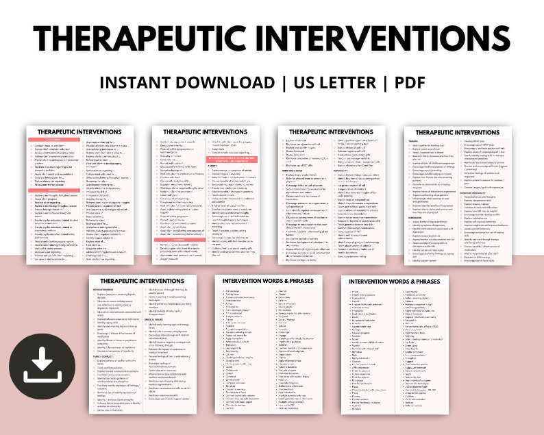 Therapeutic Interventions Therapy Intervention List - Etsy UK