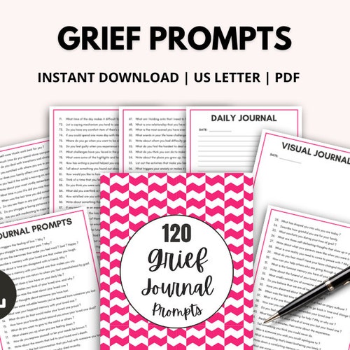 120 Grief Journal Prompts Self Care Journal Grief and Loss - Etsy