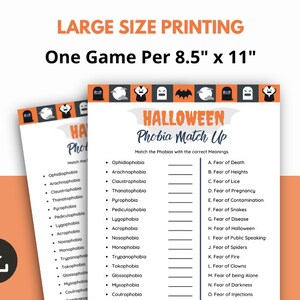 Halloween Phobia Match up Game, Halloween Trivia, Halloween Phobia ...