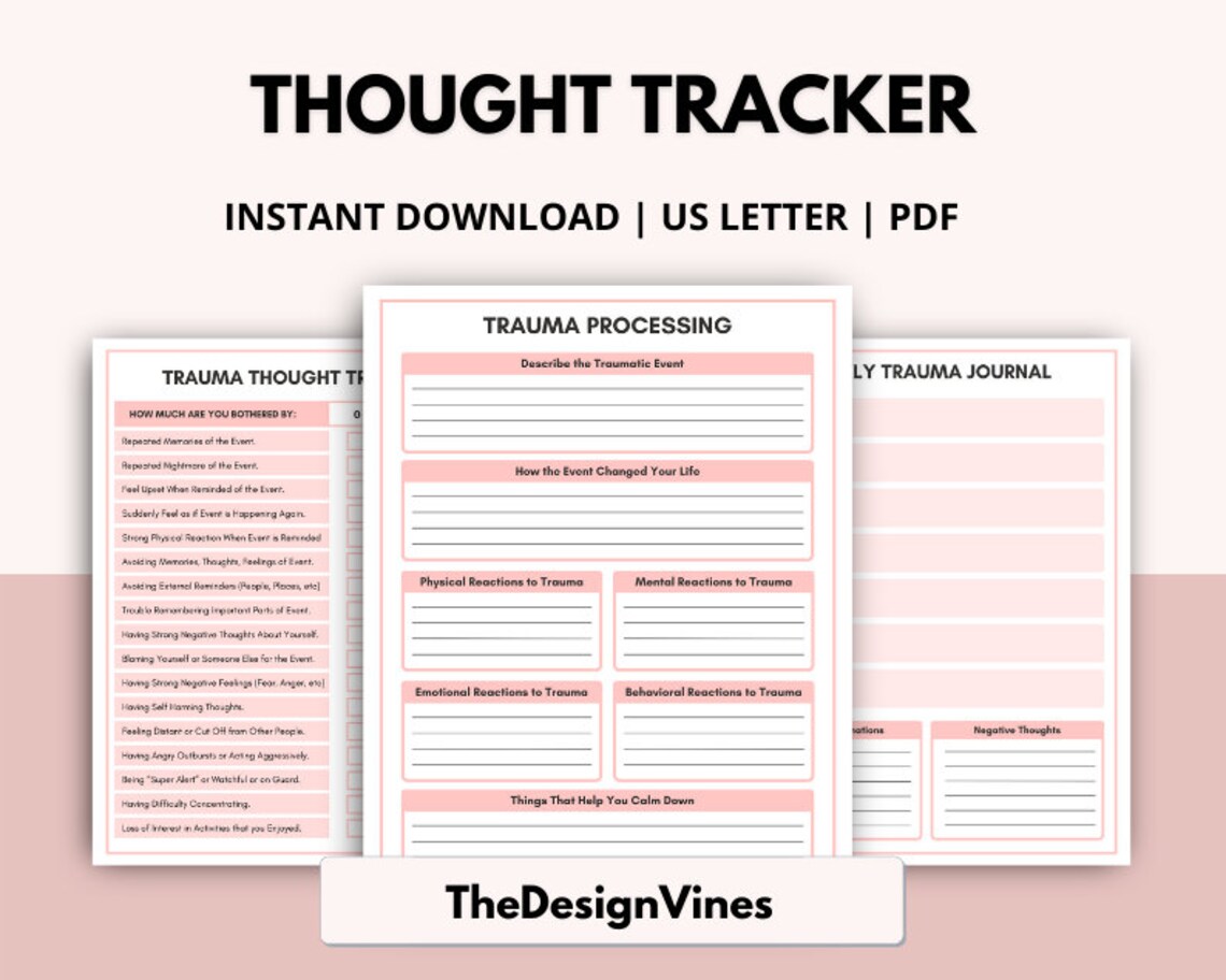 Trauma Processing Journal, Daily Thought Processing Tracker for Self ...