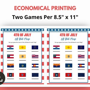 Fourth of July Guess the US State Flag Game, 4th of July Party ...