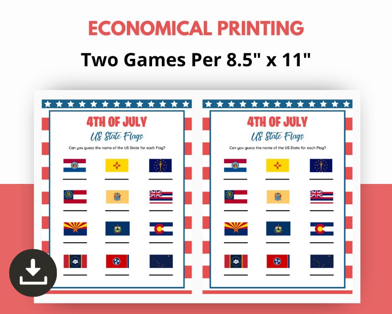 Fourth of July Guess the US State Flag Game, 4th of July Party ...