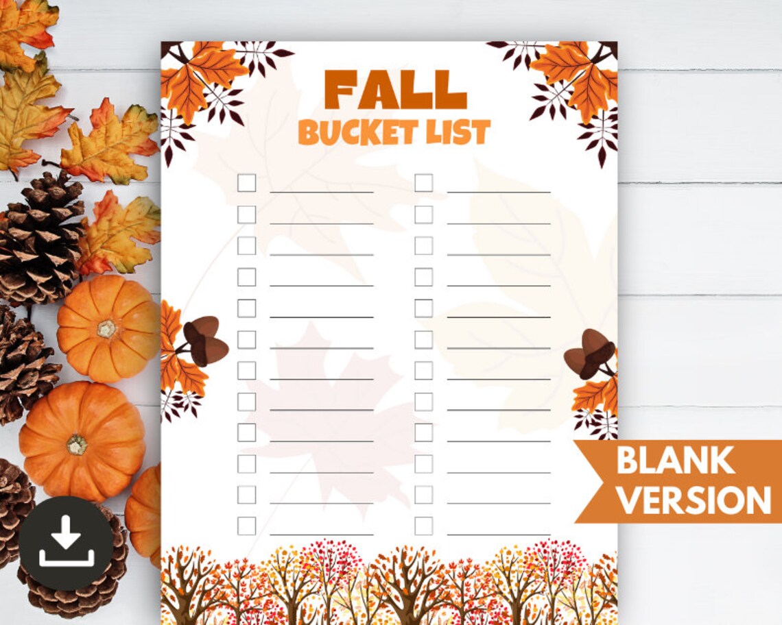Fall Bucket List Game, Printable Autumn Checklist, Editable Fall Bucket ...