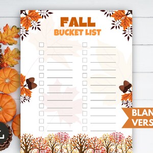 Fall Bucket List Game, Printable Autumn Checklist, Editable Fall Bucket ...