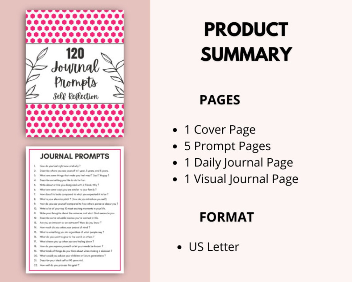 120 Self Reflection Journal Prompts Daily Reflection Journal - Etsy