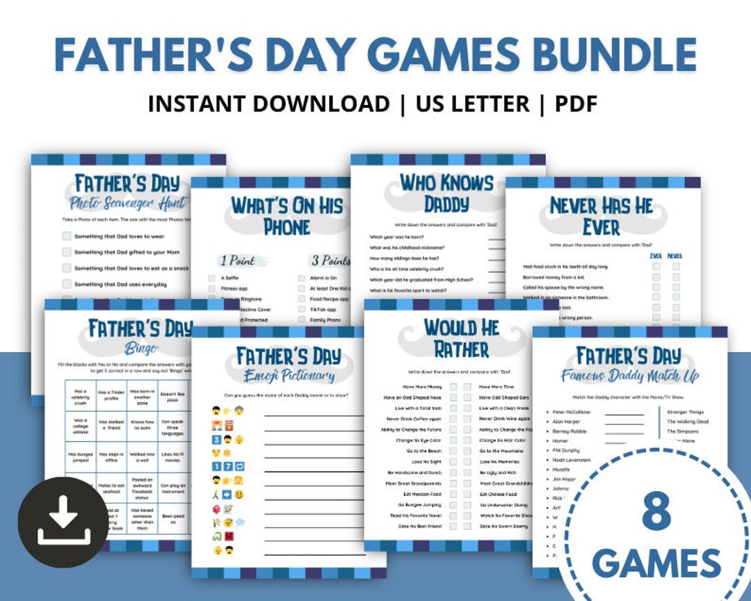 Father’s Day Games Bundle, Daddy Emoji Pictionary, Would Dad Rather ...