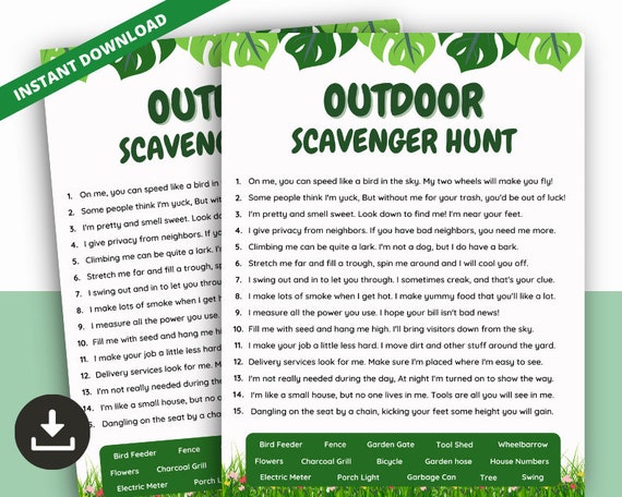 Free Outdoor Scavenger Hunt Riddles For Kids