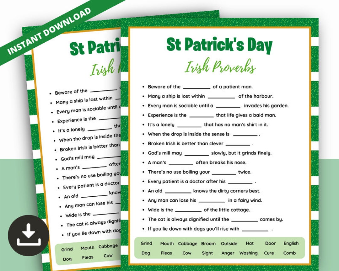 St Patrick Day Irish Proverb Quiz, Irish Sayings Quiz, Irish Quotes, St ...