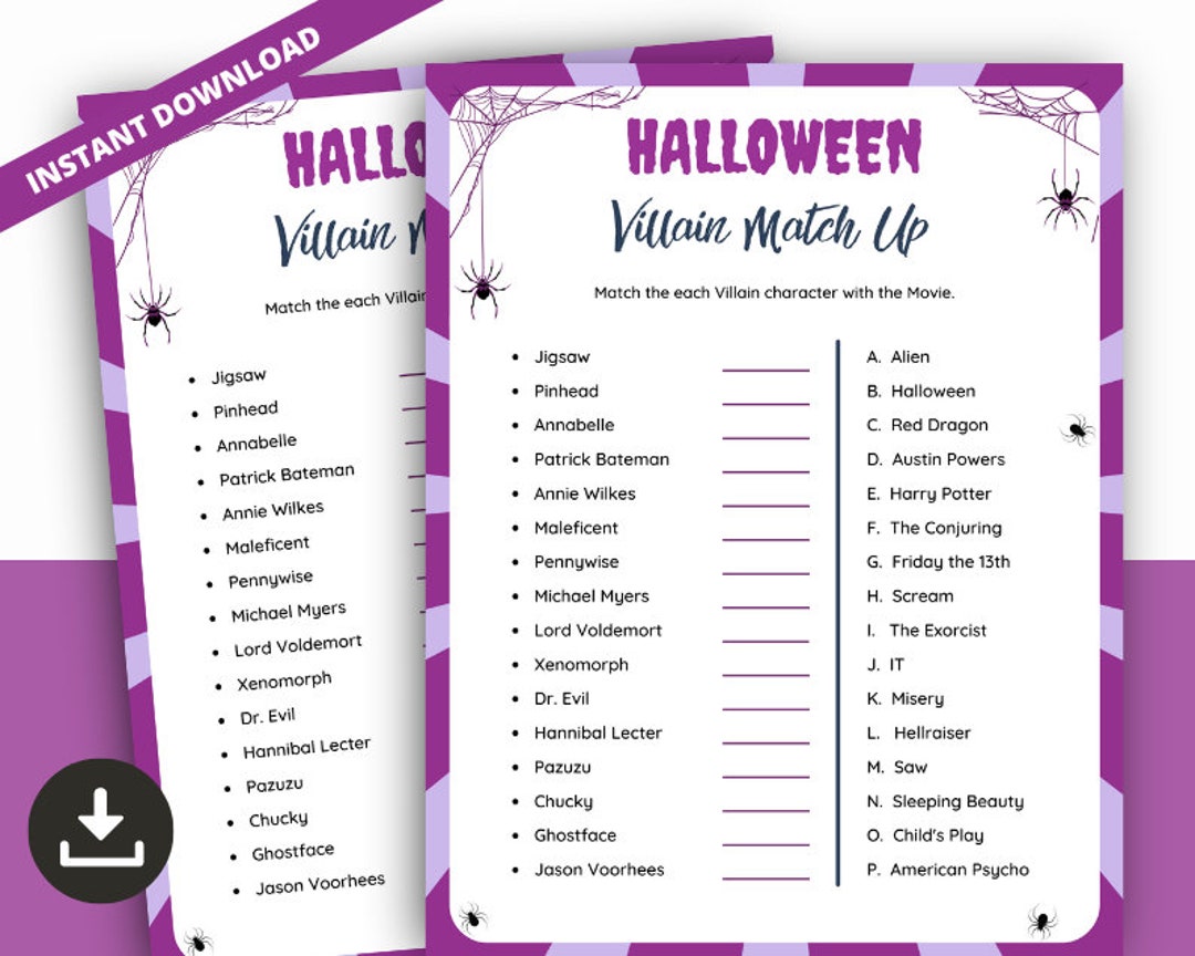 Halloween Villain Match up Quiz, Halloween Movie Quiz, Scary Movie ...