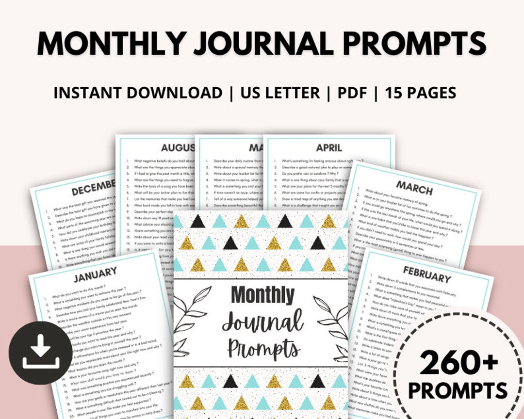 Monthly Journal Prompts, Wellness Journal, Writing Prompts ...